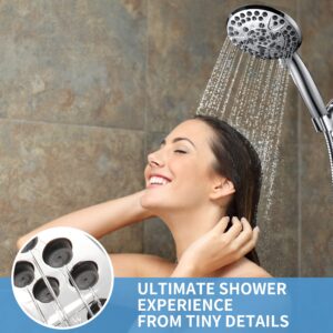 Iopsk High Pressure Shower Head with Handheld,10 Spray Settings Detachable Handheld Shower Head, Hand Held Rain Showerhead with 60 Inch Stainless Steel Hose and Adjustable Bracket(Chrome)