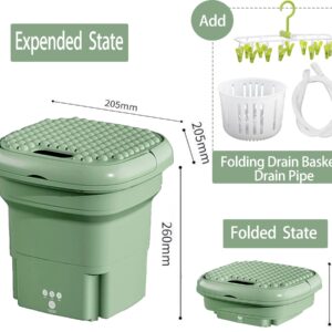 Portable washing Machine,Foldable Mini Washing Machine, Small Washer for Baby Clothes, Underwear or Small Items, Apartment, Dorm, Camping, RV Travel laundry- Gift Choice (Green)