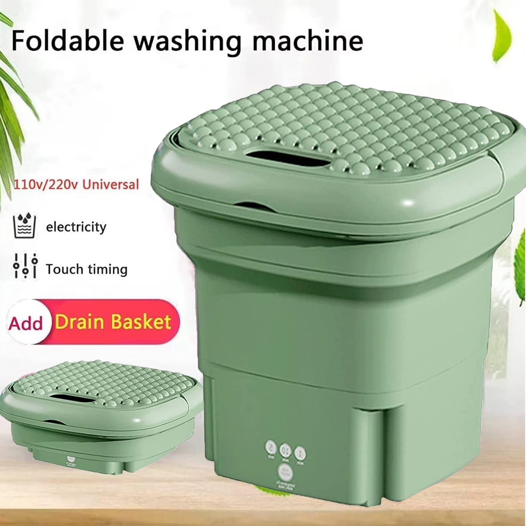 Portable washing Machine,Foldable Mini Washing Machine, Small Washer for Baby Clothes, Underwear or Small Items, Apartment, Dorm, Camping, RV Travel laundry- Gift Choice (Green)