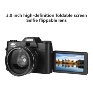 48 Million Micro-Single Digital SLR Camera,4K Ultra-Clear Camera,3 Inch Foldable HD Large Screen,WiFi SLR Camera 16X Digital Zoom for Night Scene,Scenery,Sports,Beach,High Sensitivity (Black CM)