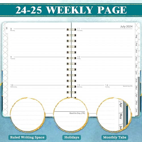 Planner 2024-2025 - Planner/Calendar 2024-2025, Jul.2024 - Jun.2025, 2024-2025 Planner, 6.3" x 8.4", 2024-2025 Planner Weekly and Monthly, Flexible Cover, Perfect for Life Organizing