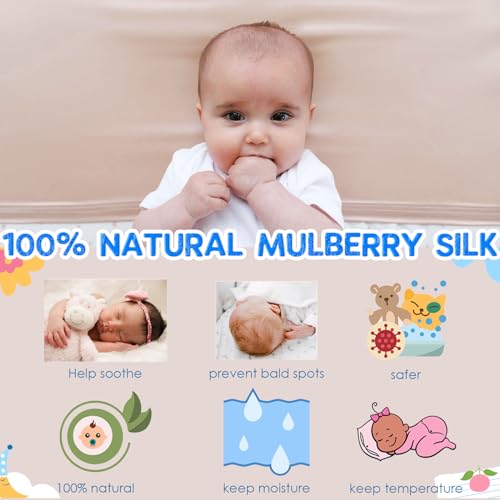 PROMEED 100% Mulberry Silk Crib Sleeve for Baby Hair Loss Prevention, Premium 23 Momme Natural Silk Bassinet Slip for Bassinets/Cradles/Cots/Cribs (Champagne)