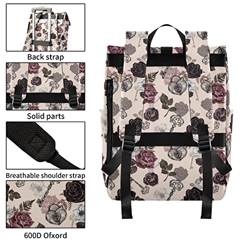 MNSRUU Roll Top Travel Backpack Rose Gothic Laptop Backpacks for Women Men School Book Bag for College Students, Carry On Casual Daypack Backpacks