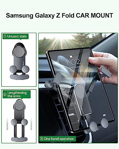 xuenair Z Fold 5 Car Mount, [2 Pack Hooks] Z Fold 4 Car Mount, Samsung Galaxy Z Fold 5 4 3 Car Mount [Fit Thick Case] Car Vent Clip for Z Fold 5 4 3 2 s23 22 21 Ultral Google Pixel Fold iPhone