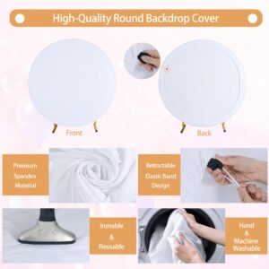 Gallety 7.2 FT White Round Backdrop Cover for 5 to 7.2ft Circle Arch Stand - Adjustable Polyester Arch Backdrop Cover for Wedding Arch Birthday Party Photography Decoration