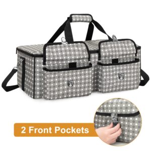 YARWO Double/Triple Slow Cooker Travel Bag (23.4L x 9.2W x 8.1H), Portable Slow Cooker Carrier Case with Shoulder Strap and Multi Pockets for Kitchen Appliance Machine and Accessories, Gray