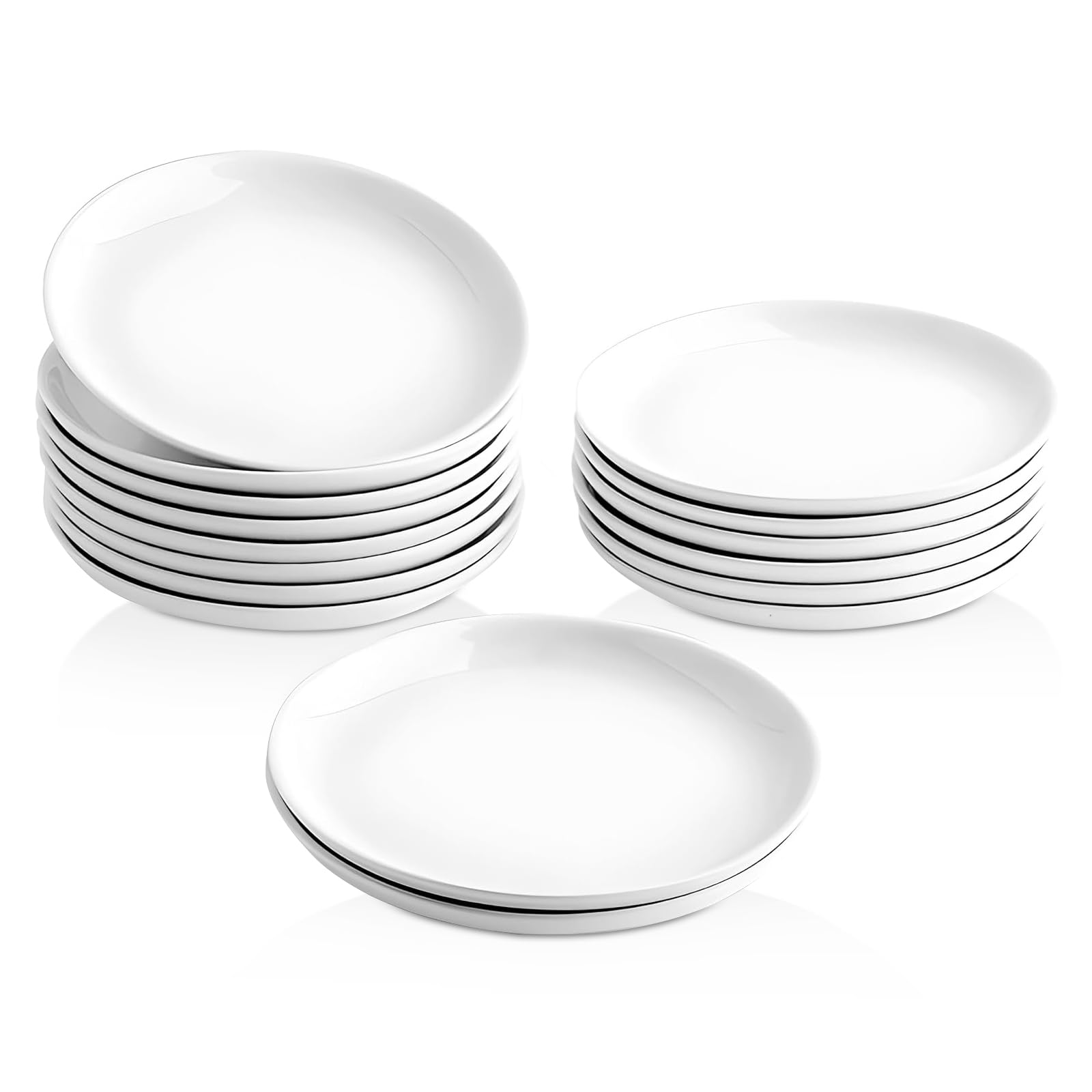 XINLTC Square Appetizer Plate, Set of 10, White 7 inch Ceramic Dessert Plates Serving Plates, Small Dinner Plates for Cake Snacks Side Dish, Scratch Resistant, Microwave, Oven, and Dishwasher Safe