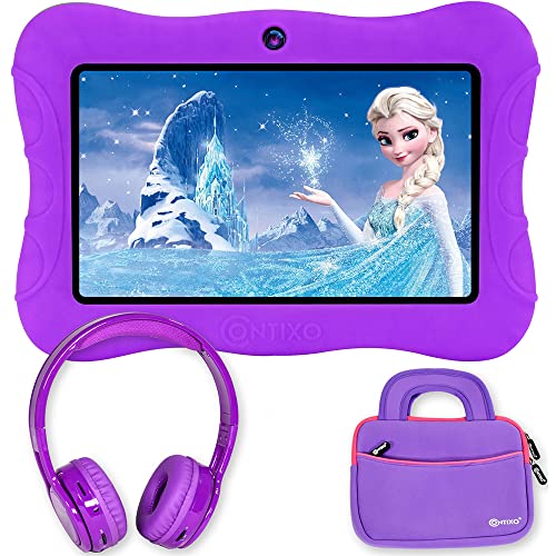 Contixo 7 inch Kids Learning Tablet Bundle - 2GB RAM 32GB Storage, Bluetooth, Android 10, Dual Cameras, Parental Control, Kids Bluetooth Headphone & Tablet Bag