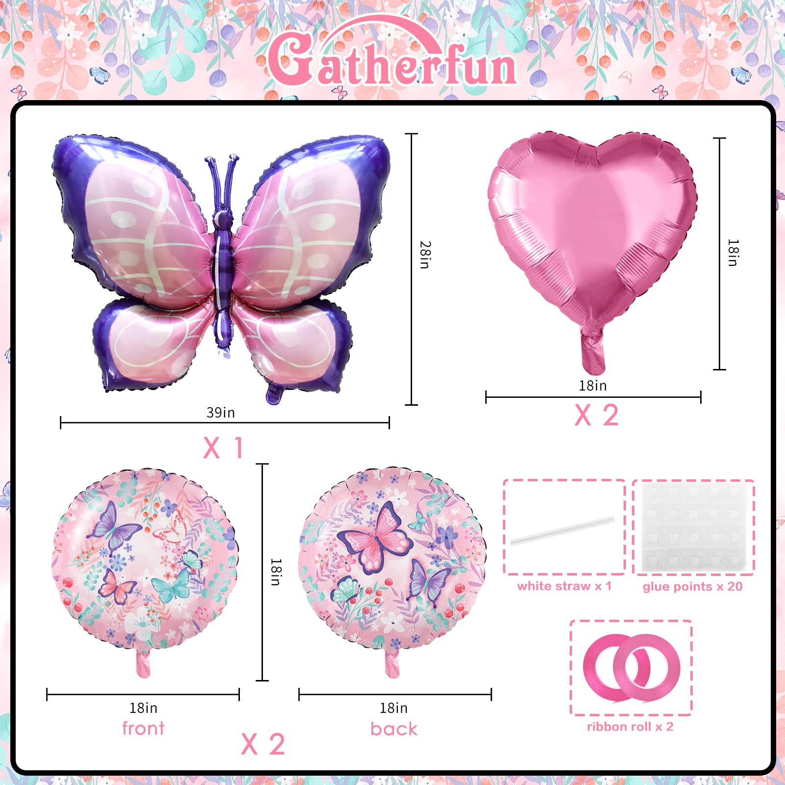 Butterfly Birthday Party Decorations Butterfly Foil Balloons for Butterfly Girl Party Birthday Decorations