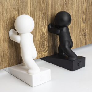 cute door stopper, 2 pack door stop, flexible and effective to keep your door open, white+black (patented)