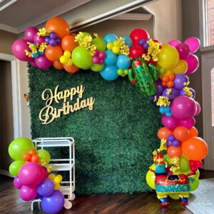 mexican fiesta party decorations 146pcs fiesta pastel balloon arch garland kit cactus llama foil balloons taco twosday birthday decoration cinco de mayo taco party supplies