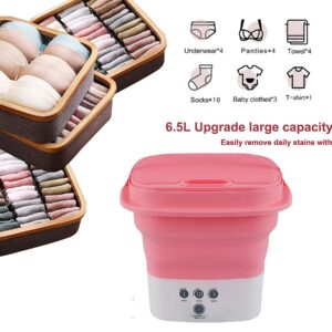 Portable washing Machine,Foldable Mini Washing Machine, Small Washer for Baby Clothes, Underwear or Small Items, Apartment, Dorm, Camping, RV Travel laundry- Gift Choice (Pink)