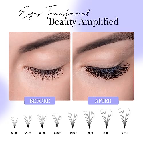 1000 Fans Premade Fans Eyelash Extensions BEYELIAN 0.07mm 10D D Curl Volume Lash Extensions Pre Made Fans Lash Extensions Handmade Promade Loose Fans Thin Base 9-16mm Mixed