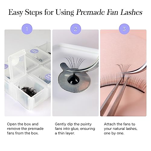 1000 Fans Premade Fans Eyelash Extensions BEYELIAN 0.07mm 10D D Curl Volume Lash Extensions Pre Made Fans Lash Extensions Handmade Promade Loose Fans Thin Base 9-16mm Mixed