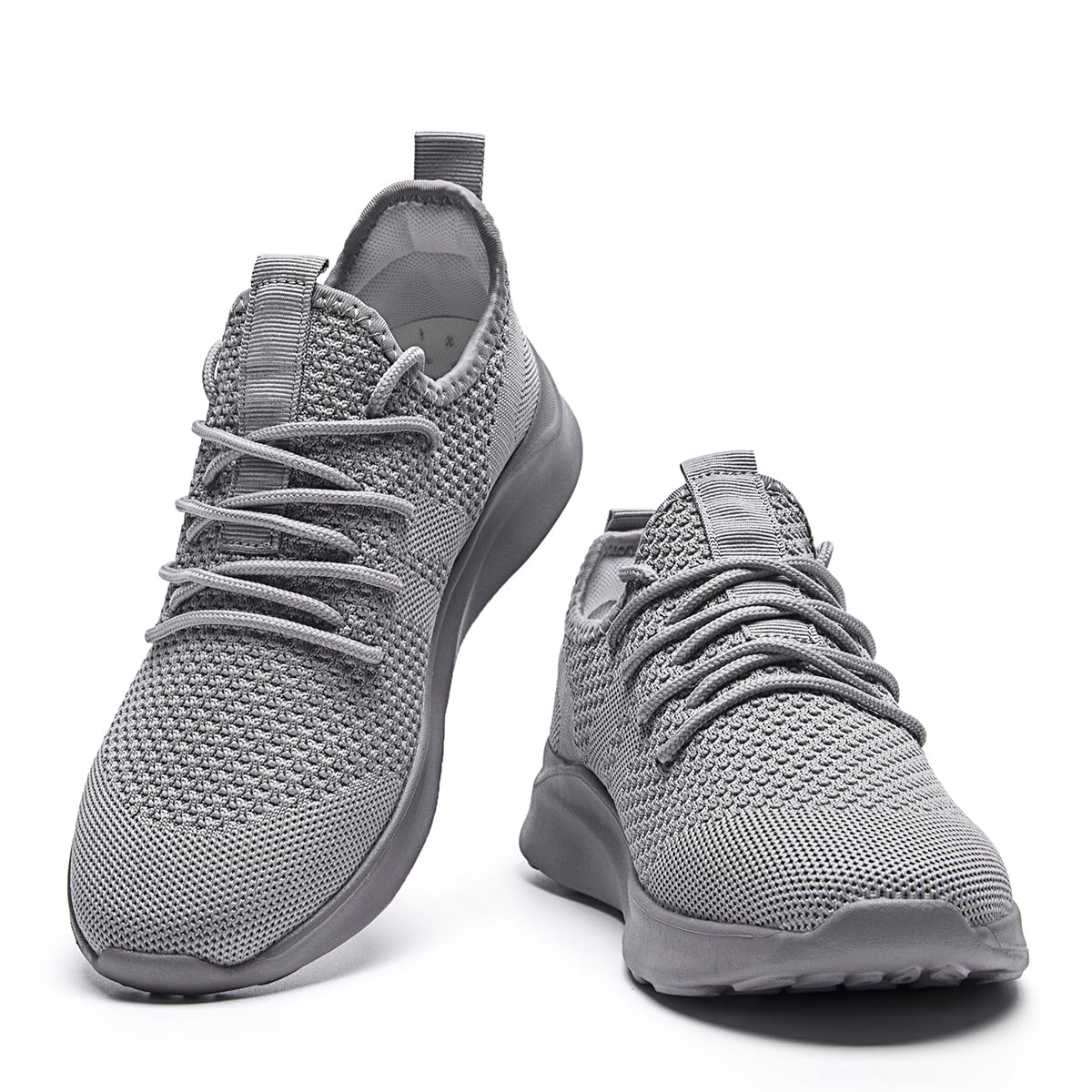 WOHHHW Women Walking Shoes Ladies Running Sneakers Breathable Mesh Sports Shoes Casual Lightweight Gym Lace up Sneakers Fitness Athletic Slip On Comfortable Light_Grey US Size 6.5