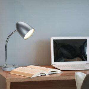 LED Desk Lamp, Flexible Gooseneck with Table lamp, 3.5W 240LM 4000K Cool White Study Lamps for Bedroom and Office, Eye Protection, ETL Listed Silver