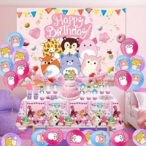 PCS Cute Kitty Party Supplies, Pink Cat Party Decoration Include Balloons, Backdrop, Tablecloth, Cake topper, Plates, Hanging Swirls Party Favors for Serves 10 Guests