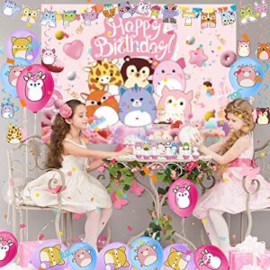 PCS Cute Kitty Party Supplies, Pink Cat Party Decoration Include Balloons, Backdrop, Tablecloth, Cake topper, Plates, Hanging Swirls Party Favors for Serves 10 Guests