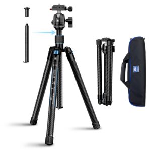 sirui carbon fiber tripod with b-00k panoramic ball head, 59.8” compact lightweight travel tripod at-125, quick release reverse folding legs, reversible center column, max load 22lbs - traveler x-i