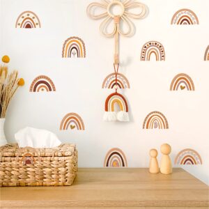 44pcs boho small rainbow wall decals for girls boys bedroom peel stick - kids wall stickers playroom nursery classroom daycare vintage beige kids wall stickers playroom bohemian removable wall decals