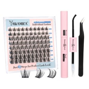 diy lash extension kit, lash cluster 80 pcs with strong hold lash bond and seal and cluster eyelashes applicator tool eyelash extensions kit for self applicator at home