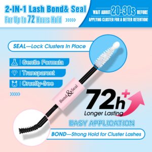 DIY Lash Extension Kit, Lash Cluster 80 Pcs with Strong Hold Lash Bond and Seal and Cluster Eyelashes Applicator Tool Eyelash Extensions Kit for Self Applicator at Home