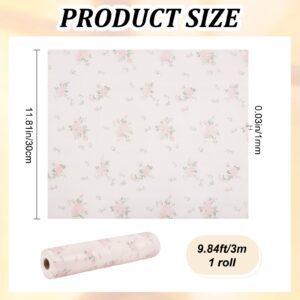 CREATCABIN Plastic Drawer Liners Shelf Cabinet Closet Cupboard Mat Roll Non-Adhesive Waterproof Non-Slip Proof Refrigerator Kitchen Protector Lining for Home 30 x 300cm Pink Rose