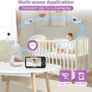 VTimes Baby Monitor Video Baby Monitor with Camera and Audio No WiFi 5" LCD Screen, Two-Way Audio, Night Vision,1000ft Range, 2X Zoom Temperature Display, Lullaby Elderly Pet