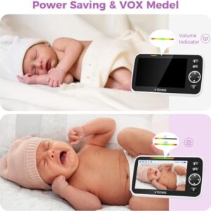 VTimes Baby Monitor Video Baby Monitor with Camera and Audio No WiFi 5" LCD Screen, Two-Way Audio, Night Vision,1000ft Range, 2X Zoom Temperature Display, Lullaby Elderly Pet