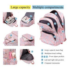 YJMKOI Girls Rolling Backpack Set Trolley Backpack for Girls with Lunch Box Carry-on Luggage BookBag Kids School Bags with Wheels