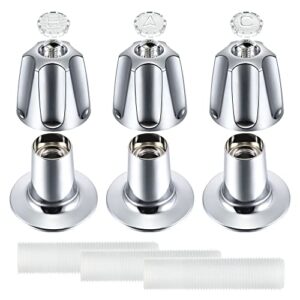 enhon faucet repair kit compatible with price verve 3 handle tub shower faucet, 3-handle shower hot/cold/diverter knob replacement for remodeling trim (chrome)