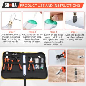 SOROA 21PCS Heavey Duty Mosaic Glass running pliers Kits-Include Mosaic Wheeled Glass Nipper with Replacement Glass Running Pliers-Breaker Grozer Plier with Oil Feed Stained Glass Cutter Tool Set