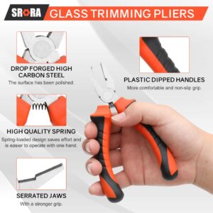 SOROA 21PCS Heavey Duty Mosaic Glass running pliers Kits-Include Mosaic Wheeled Glass Nipper with Replacement Glass Running Pliers-Breaker Grozer Plier with Oil Feed Stained Glass Cutter Tool Set