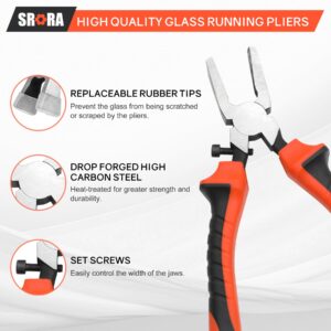 SOROA 21PCS Heavey Duty Mosaic Glass running pliers Kits-Include Mosaic Wheeled Glass Nipper with Replacement Glass Running Pliers-Breaker Grozer Plier with Oil Feed Stained Glass Cutter Tool Set