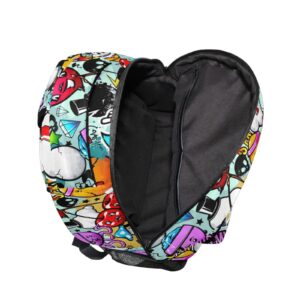 Vnurnrn Kids Travel Backpack for Boys Girls, Coloured Graffiti Print Large Capacity with Name Tag Slot