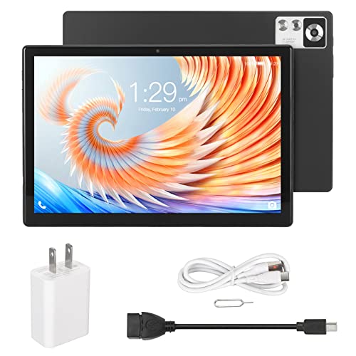 10.1 Inch Tablet Front 800W Rear 1600W Black 100‑240V Tablet PC OctaCore CPU Dual Card Dual Standby for Home (US Plug)