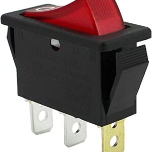 15A-20A Red Lighted Rocker Switch 3 Prong ON/Off （with Neon Lamp) for Electric Fireplaces, FMI Desa,Electric Fire Place, Grinder, Surge Protector, Delta Sander