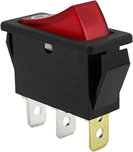 15A-20A Red Lighted Rocker Switch 3 Prong ON/Off （with Neon Lamp) for Electric Fireplaces, FMI Desa,Electric Fire Place, Grinder, Surge Protector, Delta Sander