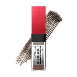 maybelline tattoo studio brow styling gel, waterproof eyebrow make up, brow tint for up to 36hr wear, soft brown, 1 count