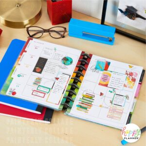 Happy Planner 12-Month Teacher Lesson-Planner Box Kit, Includes Dated Teacher Planner and More, July 2023–June 2024, Big Size, Teacher Notes Theme, 14 1/2 Inches by 10 1/4 Inches