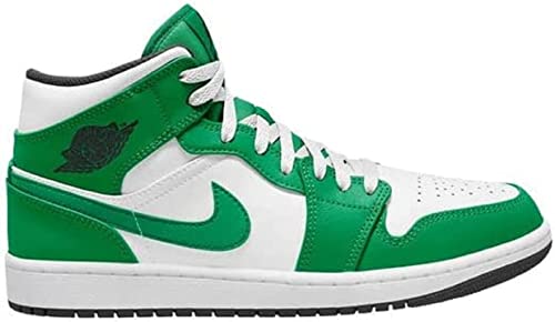 Jordan mens Nike Air 1 Mid , Black/Lucky Green-white, 11