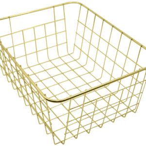 Stephanie Imports Set of 2 Nested Wire Basket Trays for Storage and Organizing (Gold)