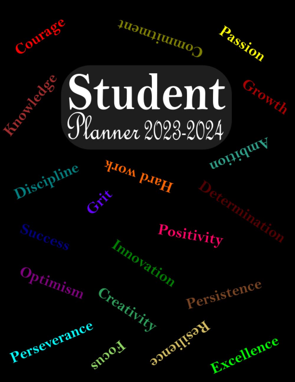 Student Planner 2023 - 2024: Agenda for Elementary, Middle and High School Student (August 2023 - July 2024) | Large Size | Timetable, Study and Assignment Tracker | Black Cover Design