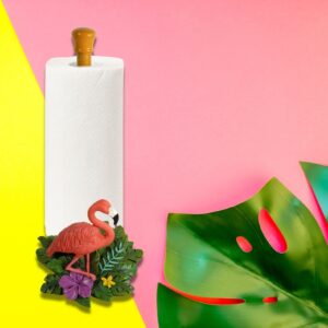 Paper Towel Holder with Tropical Flamingo Freestanding Countertop Exoctic Island-Inspired Style Décor