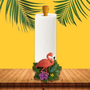 Paper Towel Holder with Tropical Flamingo Freestanding Countertop Exoctic Island-Inspired Style Décor