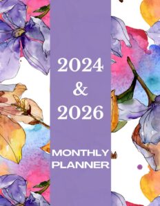 3 years 2024-2026 monthly planner: 36 months 3 year calendar schedule organizer, jan 2024 to dec 2026 with federal holidays & family birthdays, contact list & password! - flowers cover