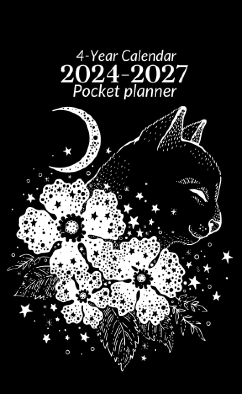 2024-2027 Monthly Pocket Calendar: Black Cat Cover| 48 Months Calendar (January 2024 to December 2027)|Pocket Size Organizer , Password log, Contact list and Notes