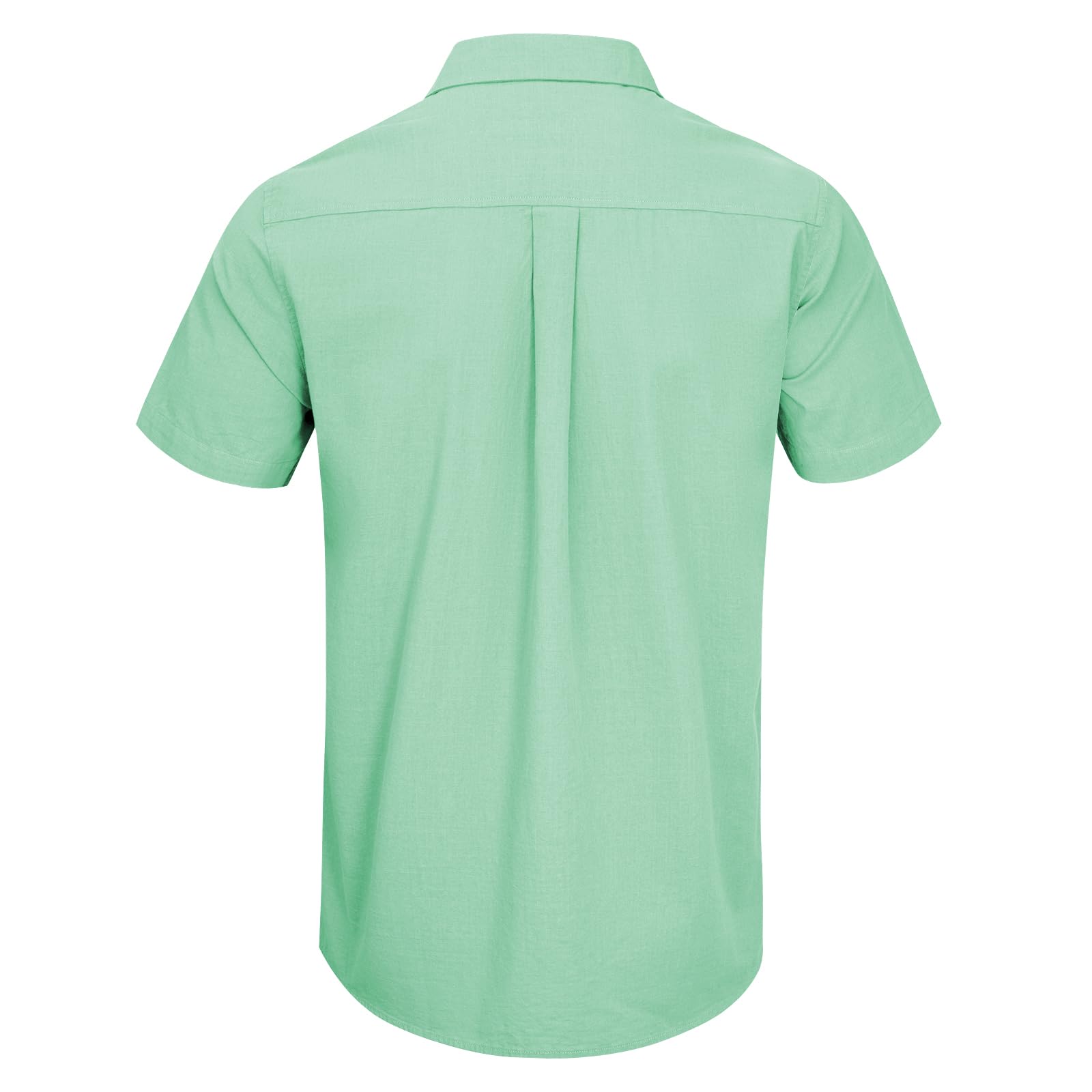 JEKAOYI Men's Button Down Cotton Linen Shirts Short Sleeve Cuban Collar Summer Casual Beach Shirts with Pocket Green