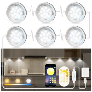 maticod under cabinet lights plug in dimmable white led under cabinet lighting, bluetooth smart app remote control closet lights kitchen lights, under counter lights for kitchen, cabinet