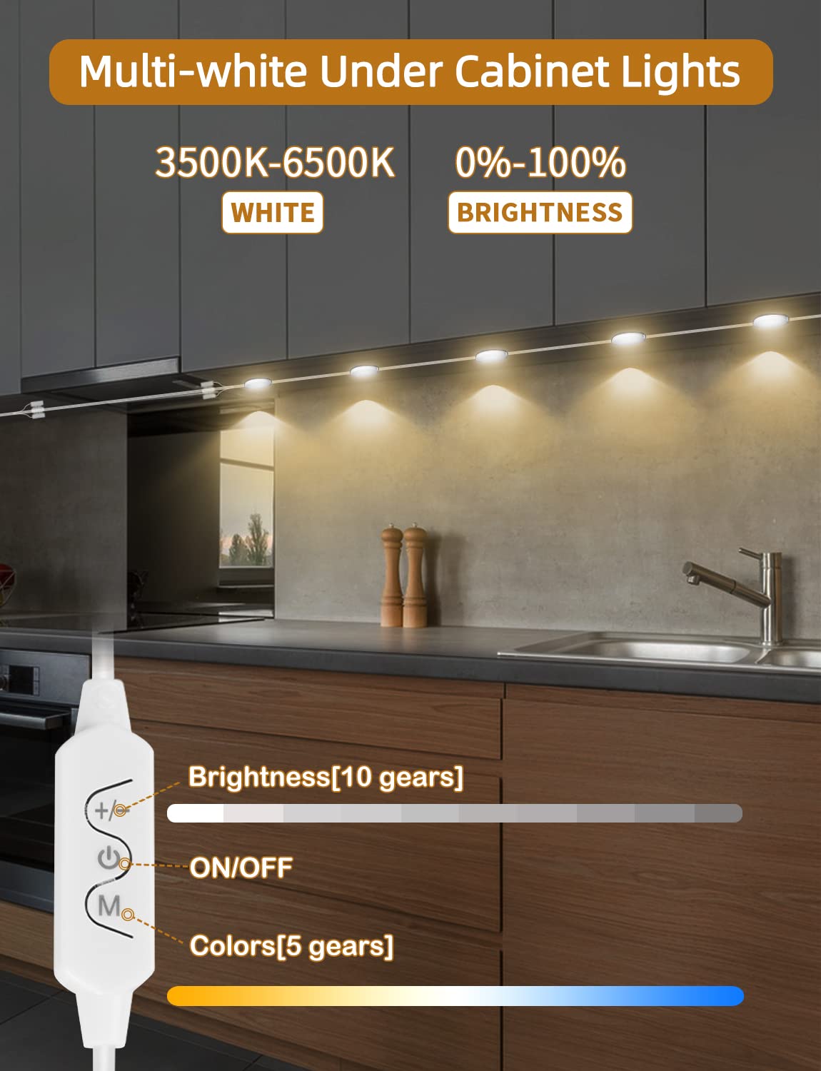 MATICOD Under Cabinet Lights Plug in Dimmable White LED Under Cabinet Lighting, Bluetooth Smart APP Remote Control Closet Lights Kitchen Lights, Under Counter Lights for Kitchen, Cabinet